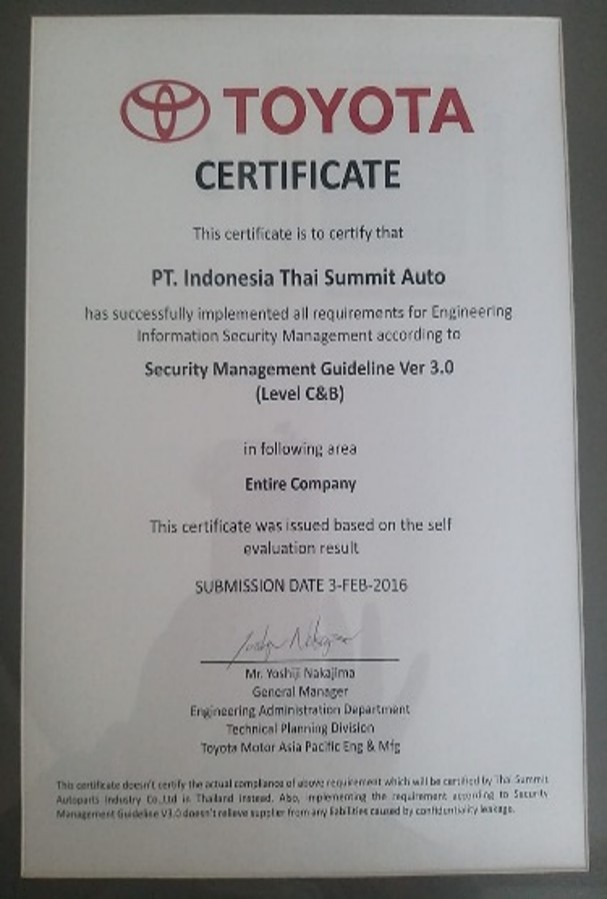 Commitment – PT Indonesia Thai Summit Auto